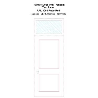 Single Door with Transom Two Panel Ruby Red Security Doors